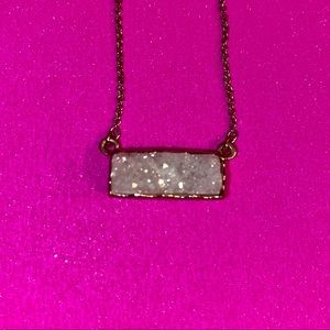 Vintage | Jewelry | Vintage White Druzy Stone Gold Chain Necklace ...